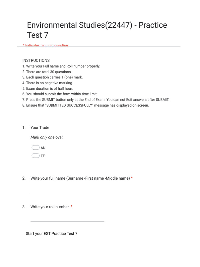 2024 EST - Practice Test 7 | PDF | Ecosystem | Ecology