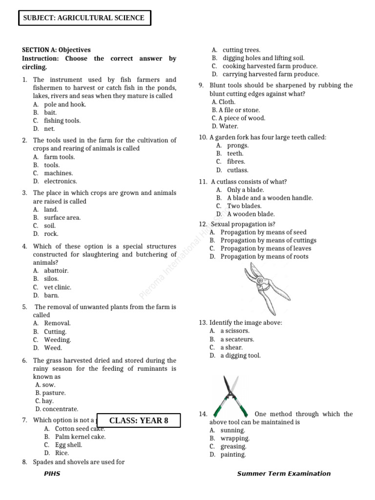 Agricultural Science Exam Questions | PDF | Pest (Organism) | Agriculture