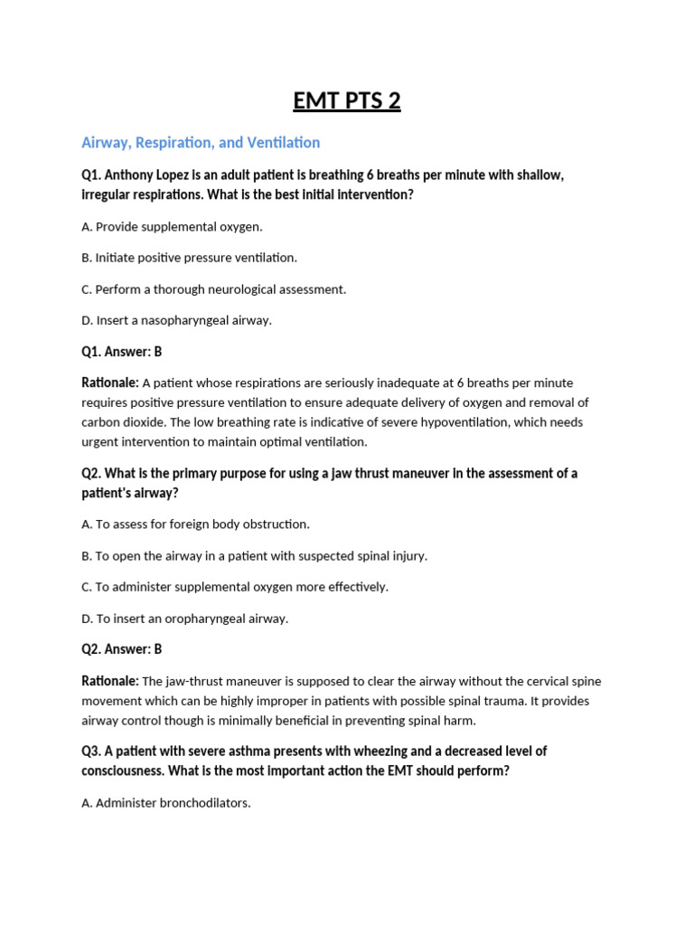 Rewritten EMT PTS 2 1- 120 | PDF | Major Trauma | Lung Rewritten EMT PTS 2 1- 120 | PDF | Major Trauma | Lung