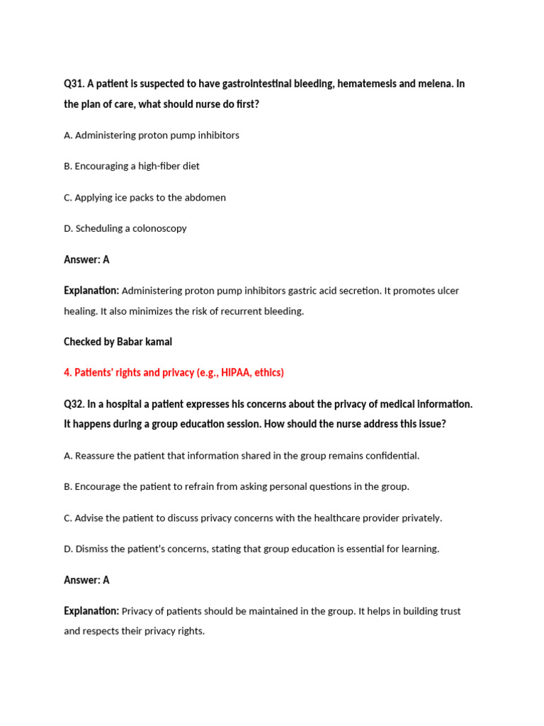 CGRN Exam Pts 4 May Proj 2 Q31 To 40 Babar | PDF | Endoscopy | Diseases And Disorders