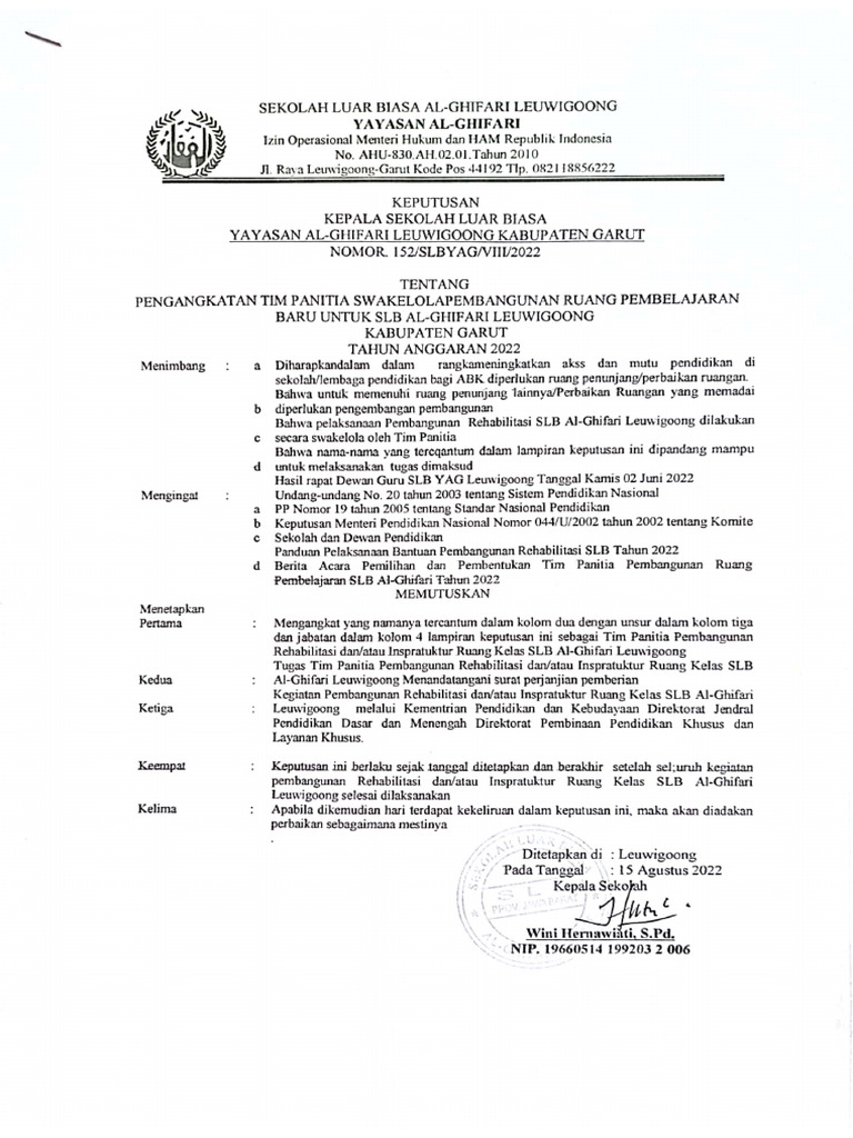 SK Tim Pelaksanaan Pembangunan | PDF