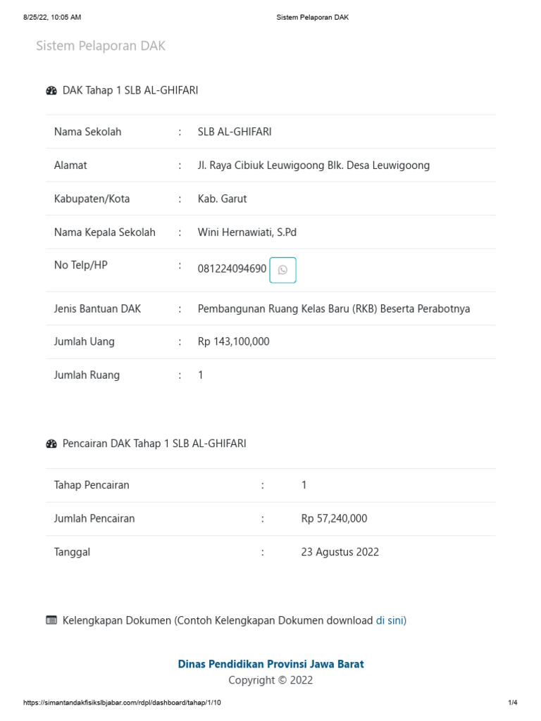 Sistem Pelaporan DAK | PDF