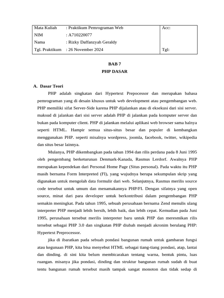 Dasar-Dasar Pemrograman PHP untuk Web | PDF