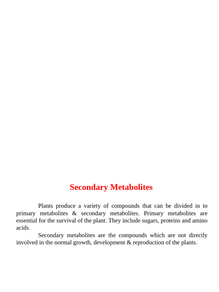 Secondary Metabolites PPT 1 | PDF