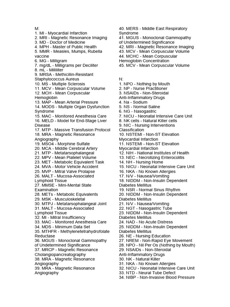 Medical Abbreviations A-Z Guide | PDF | Obsessive–Compulsive Disorder ...
