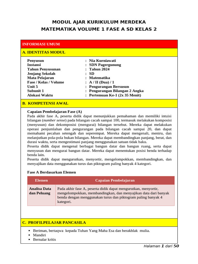 MODUL AJAR KURIKULUM MERDEKA praktek ke 3 | PDF