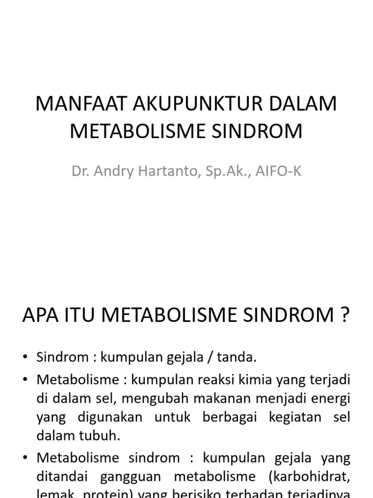Manfaat Akupunktur untuk Metabolisme Sindrom | PDF