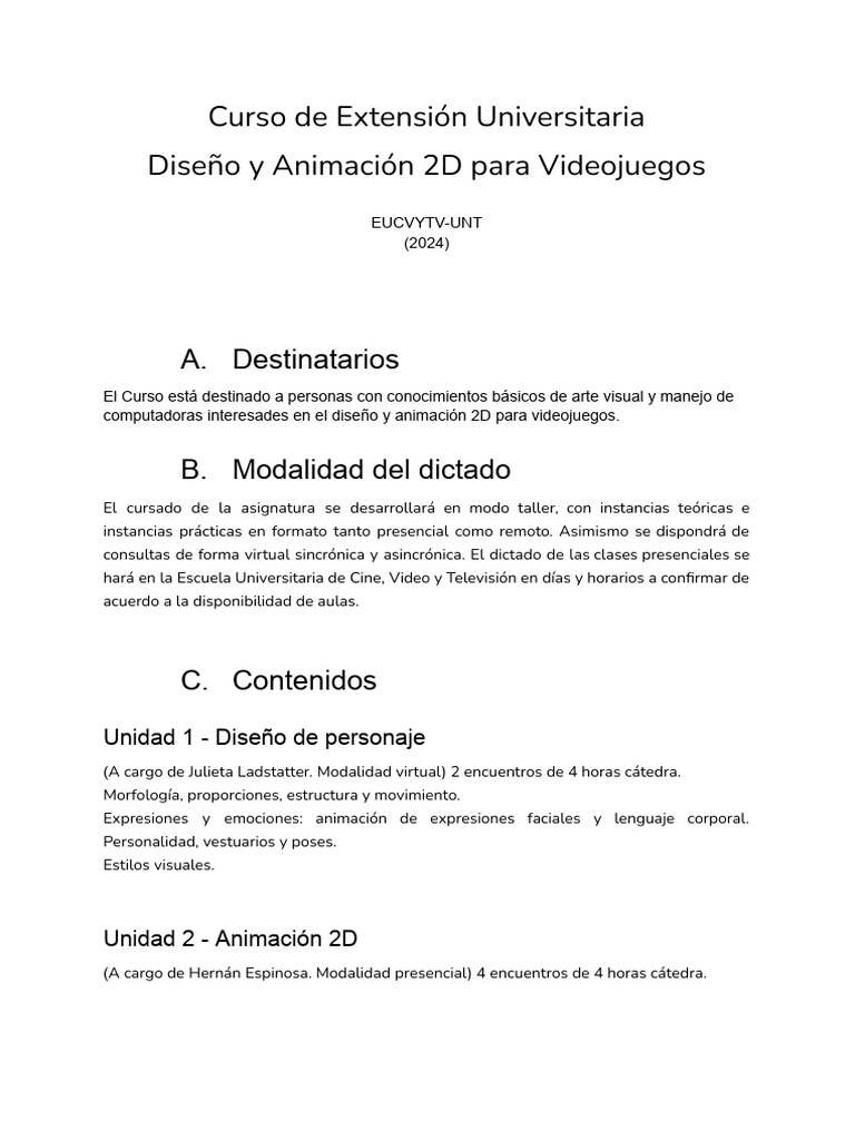 Resumen Curso en Animación 2D para Videojuegos EUCVYTV UNT | PDF | Animación | Informática