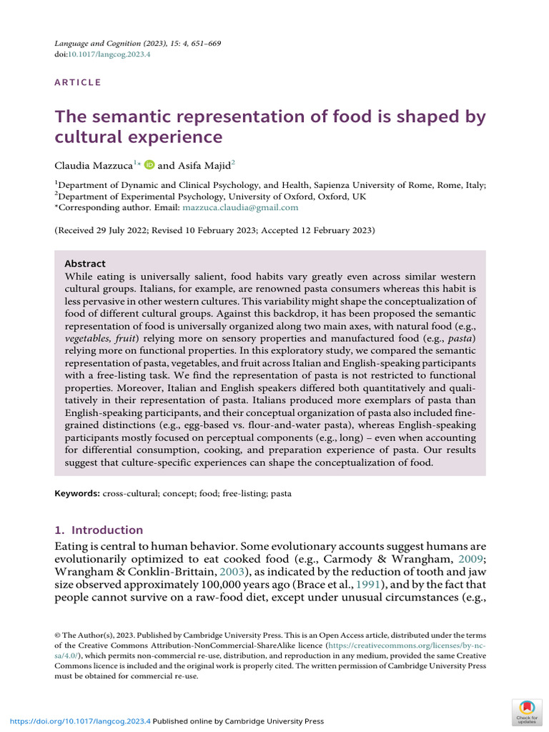 Cultural Influence on Food Semantics | PDF | Semantics | Concept