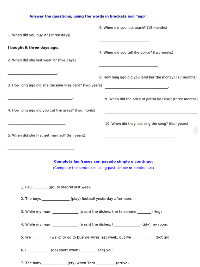 Ficha Past Simple | PDF