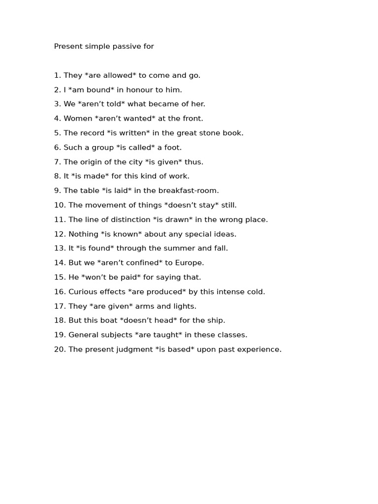 Present Simple Passive Examples | PDF