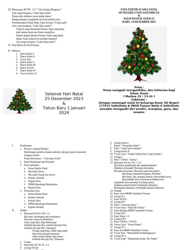 Tata Acara Natal SD Negeri 173435 Saitnihuta | PDF