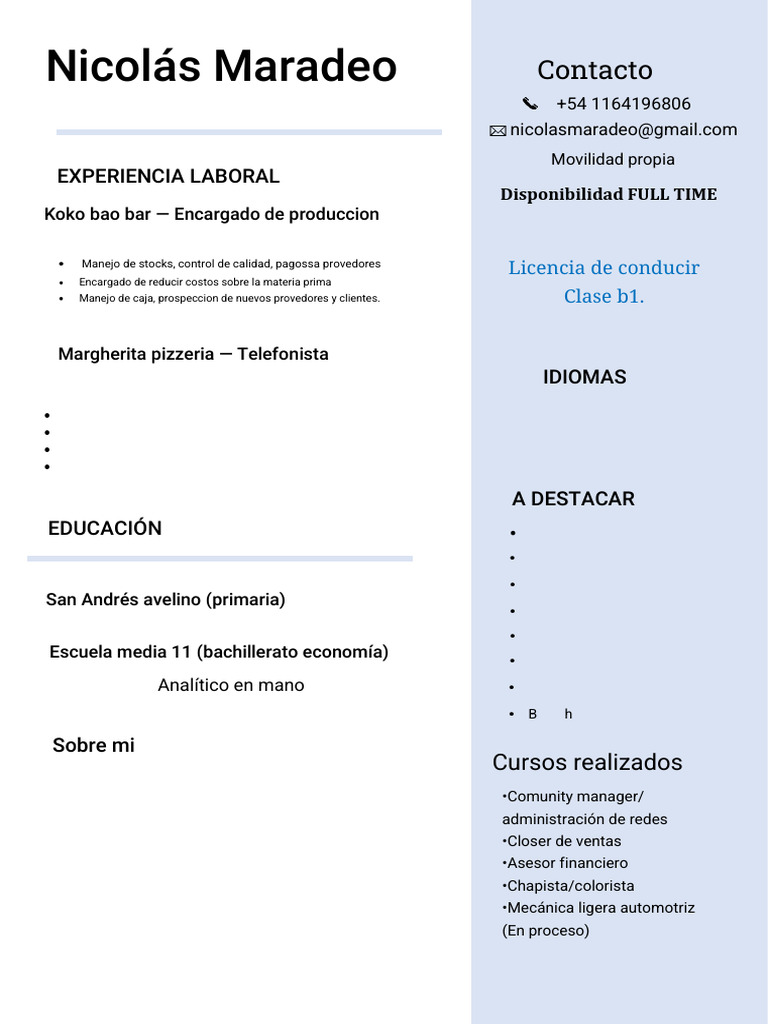 Nicolás Maradeo: Contacto | PDF