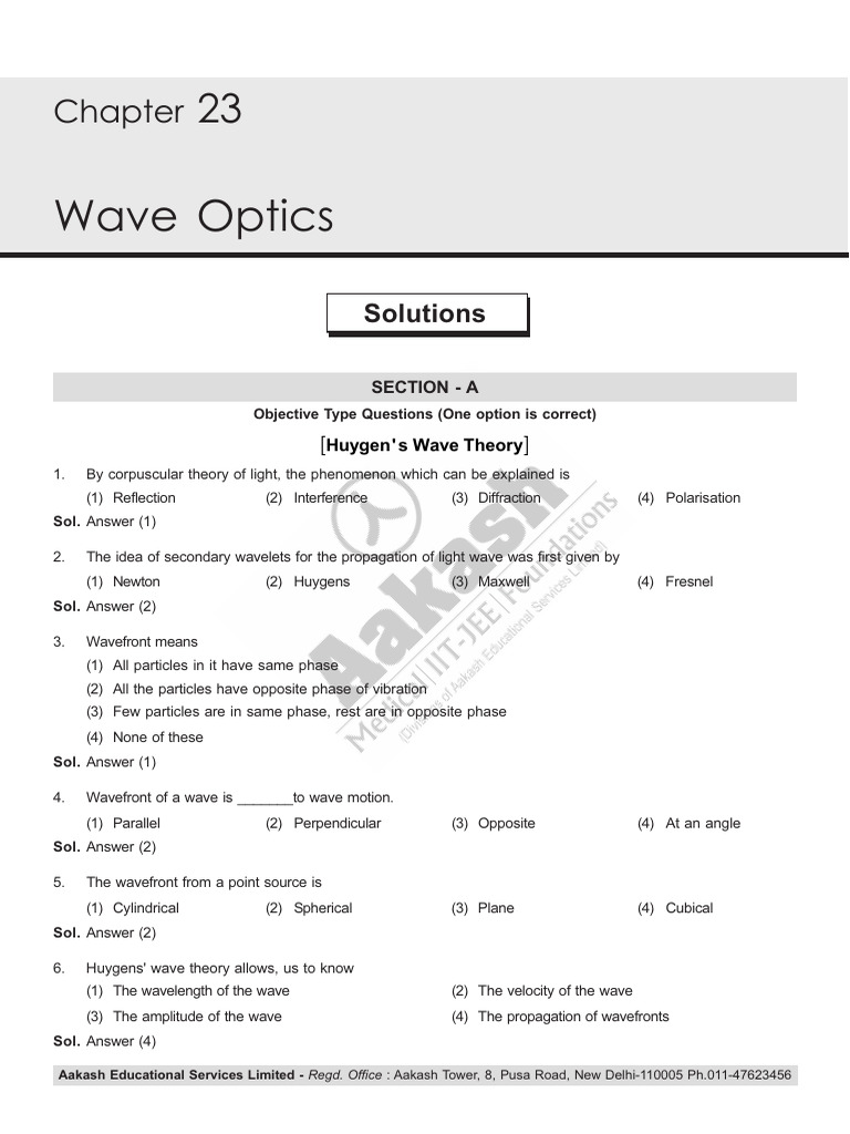 wave optics | PDF | Diffraction | Waves