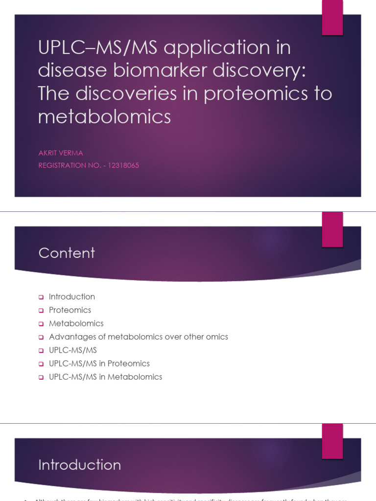 UPLC-MS Application in Disease Biomarker Discovery | PDF | Metabolomics | Proteomics