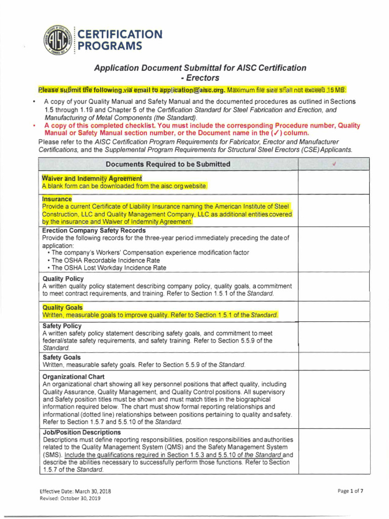 AISC Submittal guide (1) | PDF | Crane (Machine) | Quality Management ...
