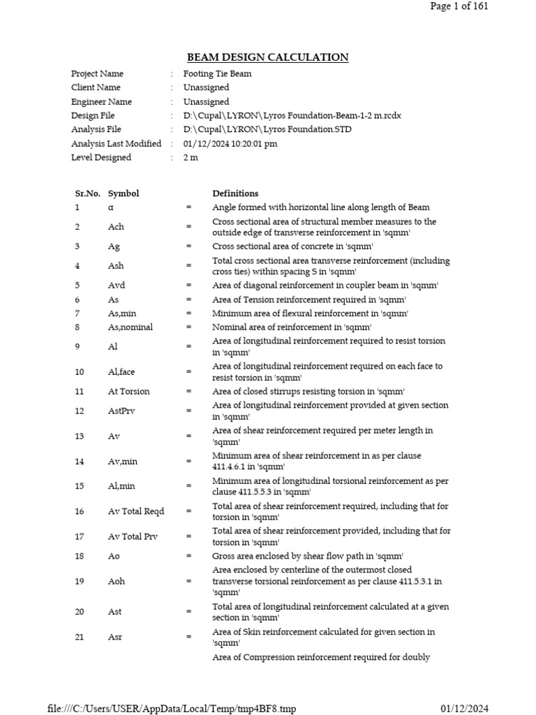 Lyron Footing Tie Beam Designcalculation | PDF | Beam (Structure ...