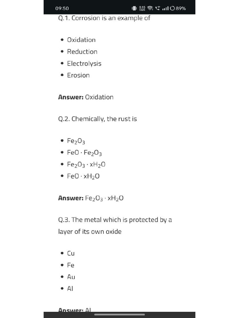 Chemistry corrosion imp mcq | PDF