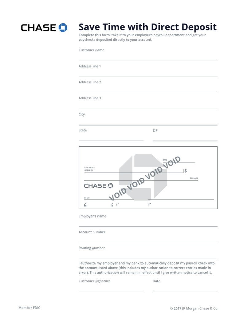 Chase Direct Deposit Enrollment Form | PDF