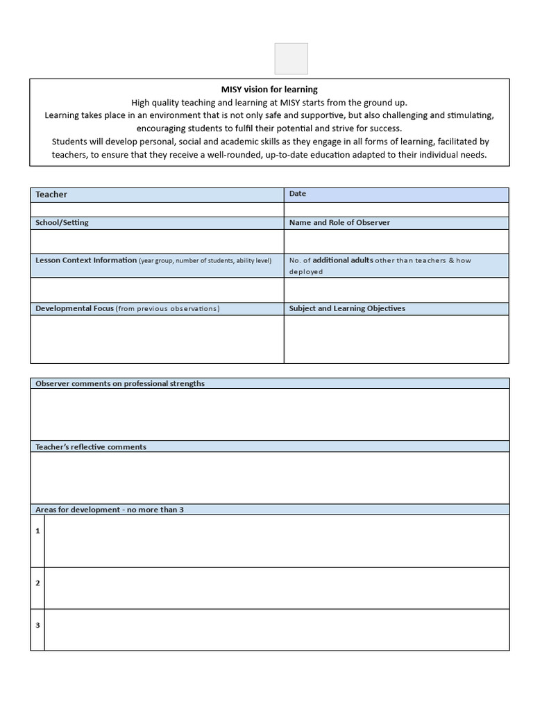 Lesson Observation Template - 2024 | PDF