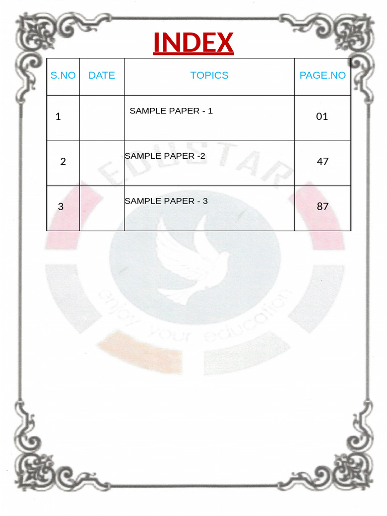 Index: S.No Date Topics Page - No | PDF