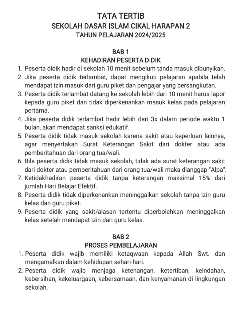 Tata Tertib Peserta Didik | PDF
