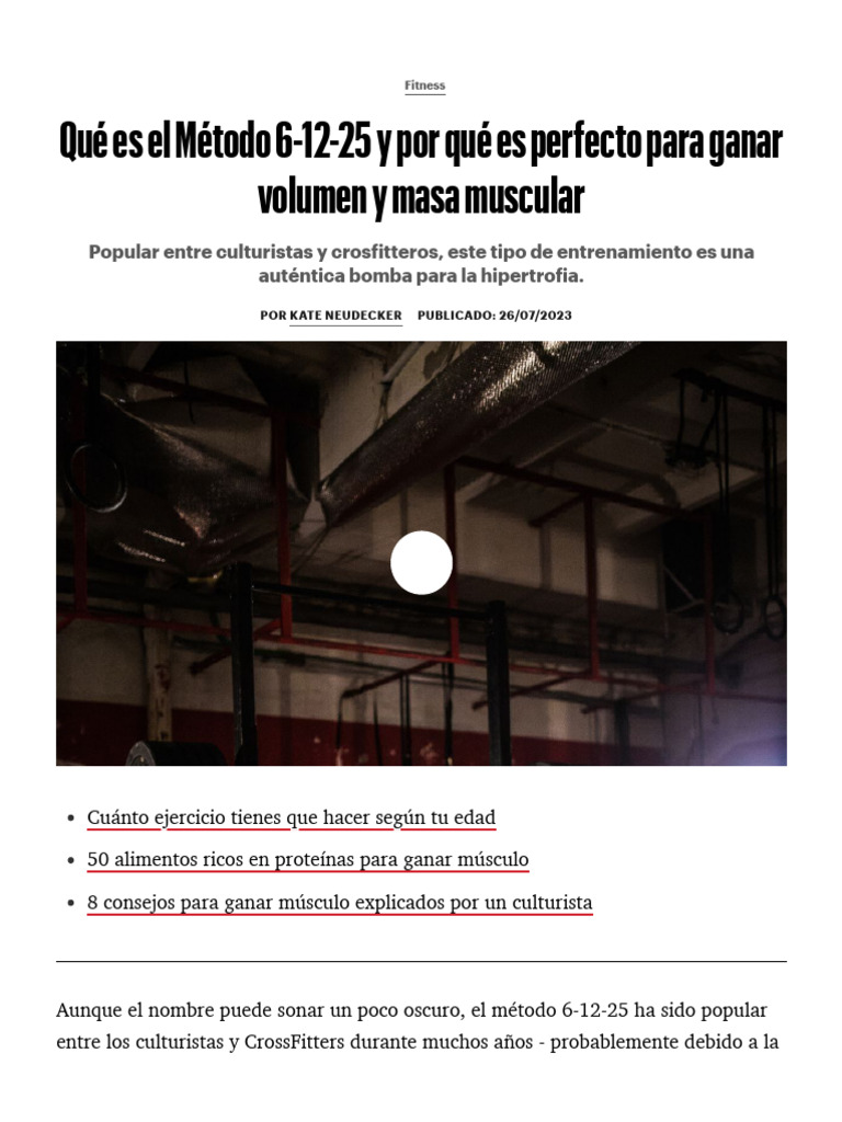 Qué Es El Método 6-12-25 para Ganar Volumen y Masa Muscular | PDF ...