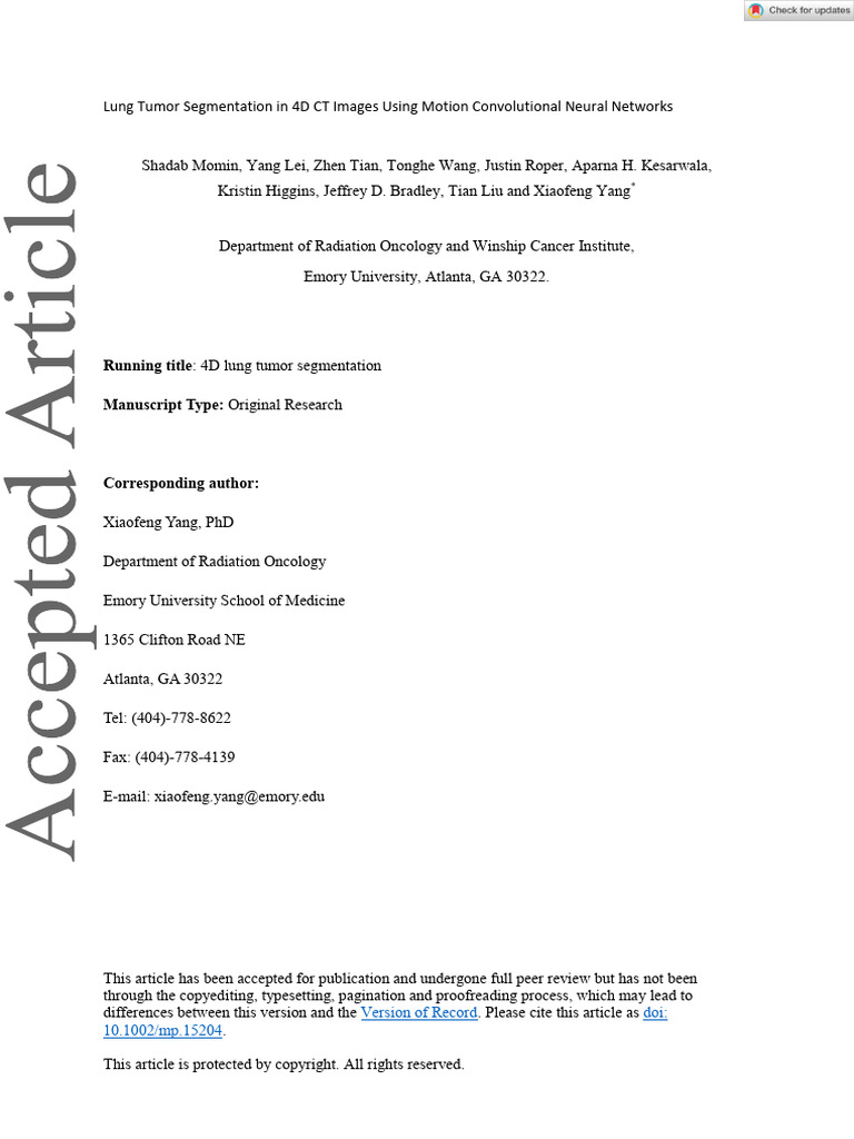 Lung Tumor Segmentation in 4d CT Ima Source Med Phys So 2021 Sep 1 ...