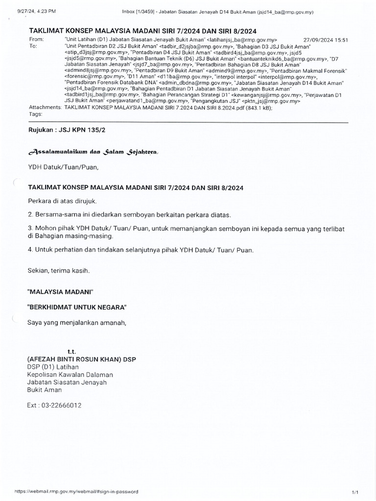 Taklimat Konsep Malaysia Madani Siri 72024 Dan Siri 82024 | PDF
