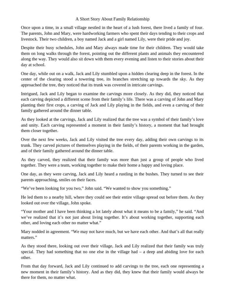 A Short Story About Family Relationship | PDF