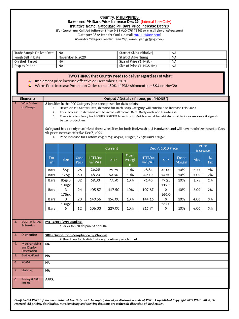 2020 12 Safeguard PH Bars Price Increase SL205 | PDF | Marketing ...