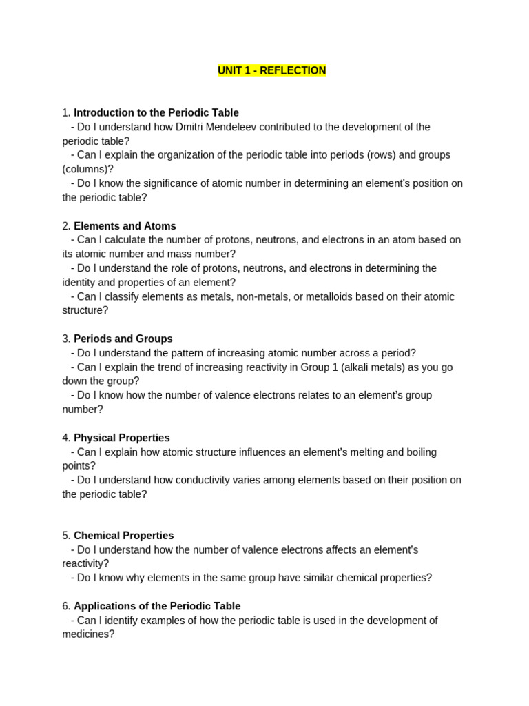 Unit 1 - Reflection | PDF