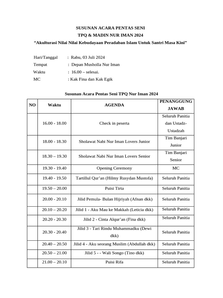 Susunan Acara Haflah 2024 | PDF