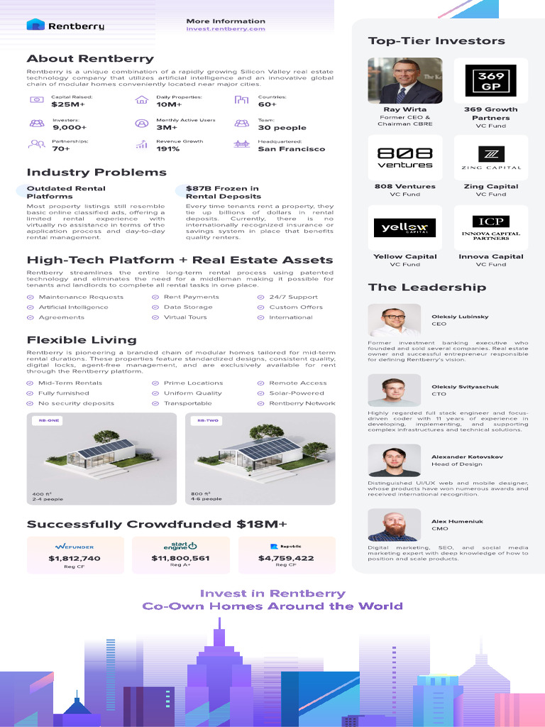 Rentberry_One_Pager | PDF | Renting | Venture Capital