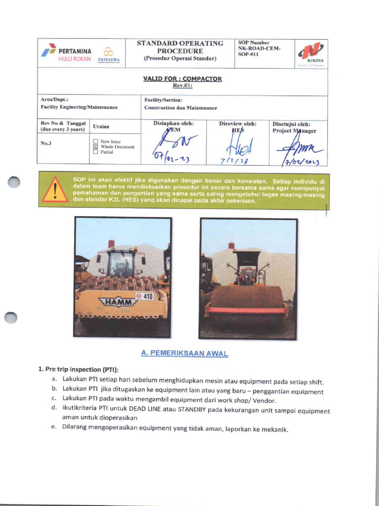 NK-ROAD-CEM-SOP-011 Compactor | PDF