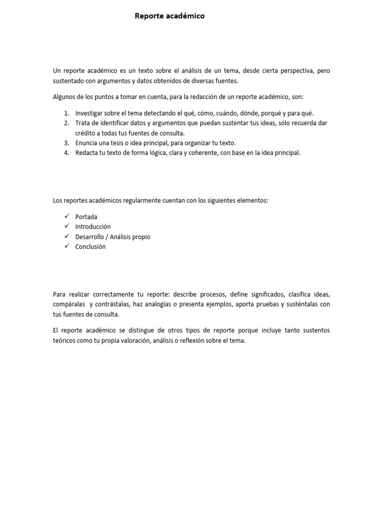 Guía para Redactar un Reporte Académico | PDF