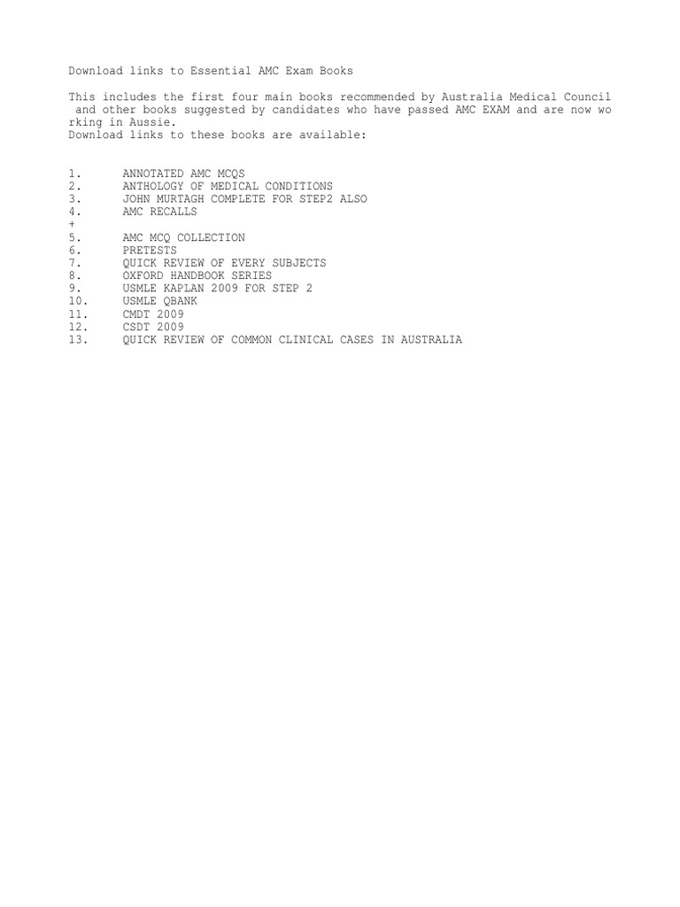 Essential AMC Exam Books Download Links | PDF