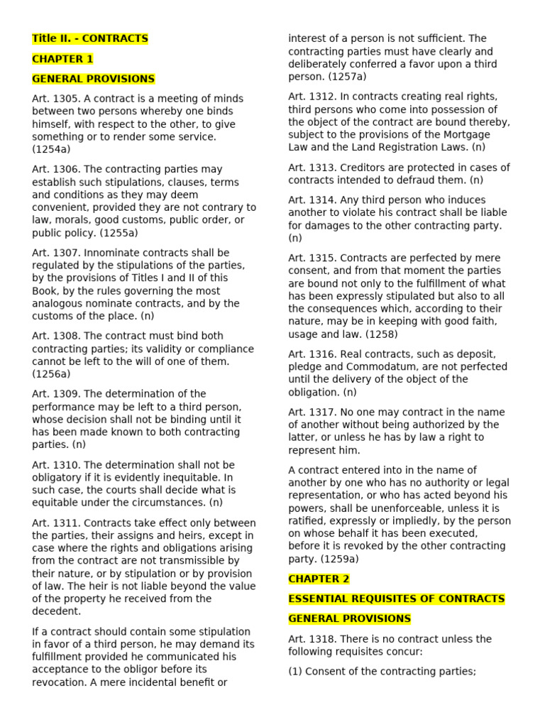 Title II Contracts Chapter 1 5 | PDF | Lease | Misrepresentation