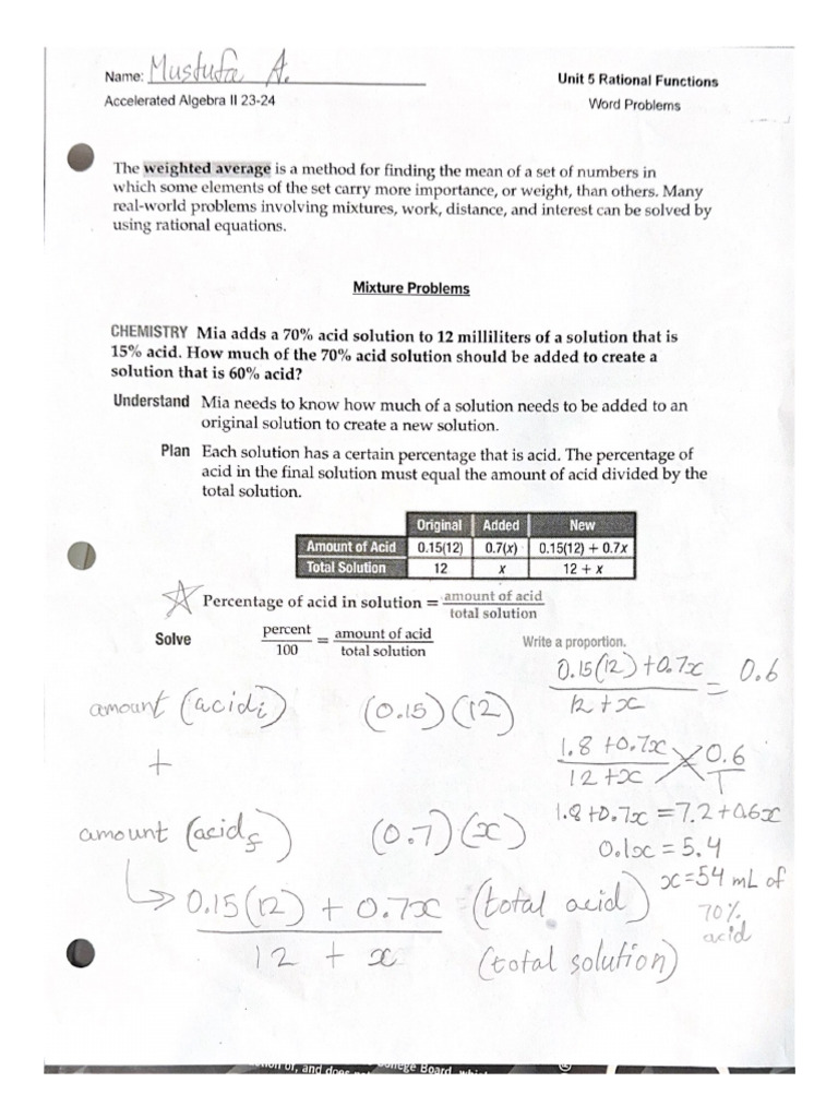 Unit 5 Rational Functions copy | PDF