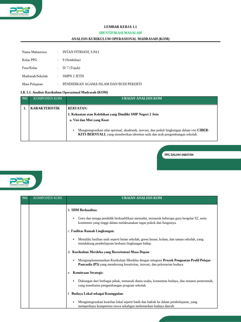 LK 1 - Analisis KOSP, CP, TP, ATP - K2 - Fix | PDF