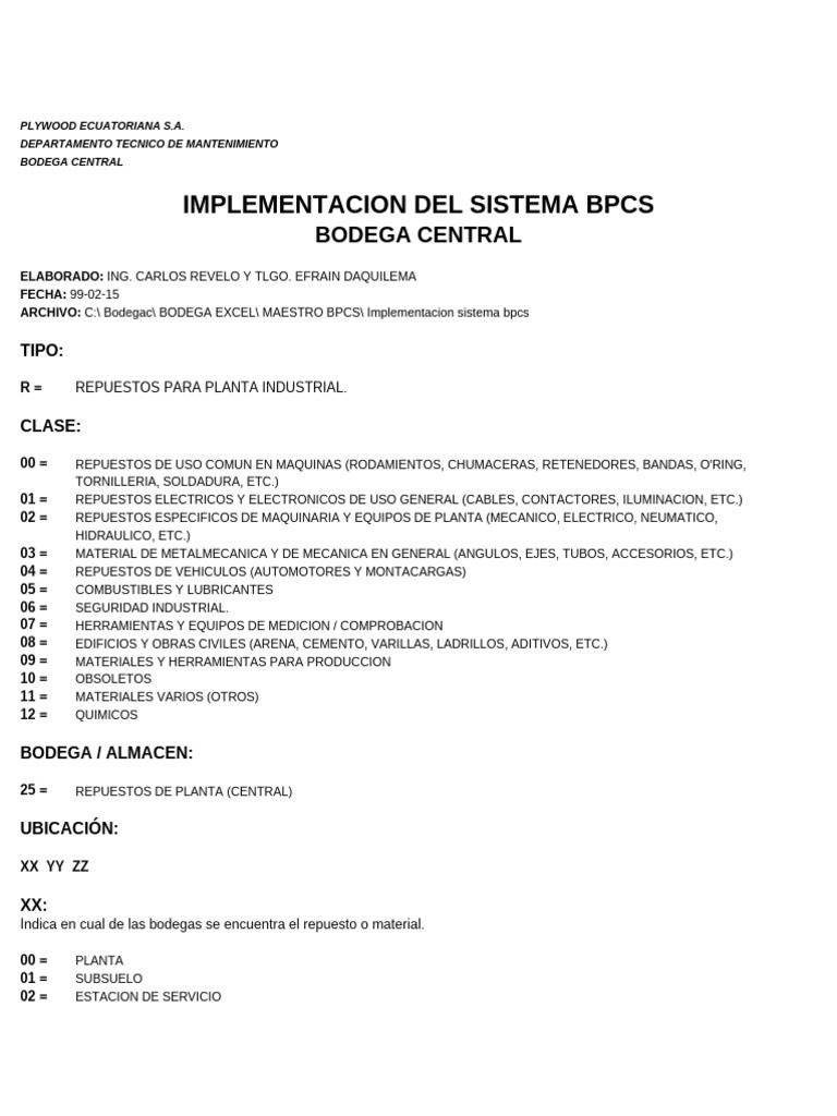 Implementación Sistema BPCS en Bodega | PDF | Ingeniería mecánica ...