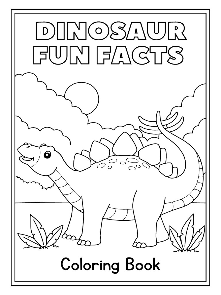 Dinosaur Fun Facts Coloring Worksheets in Grayscale Lined Illustrative ...