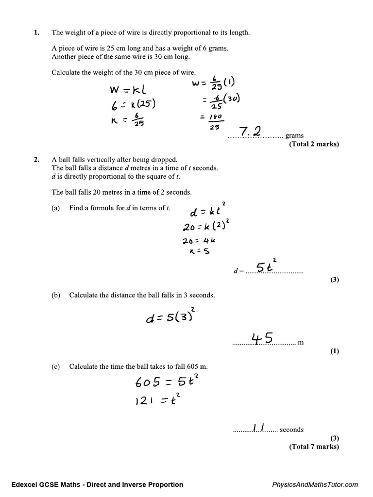 Direct and Inverse Proportion MA | PDF