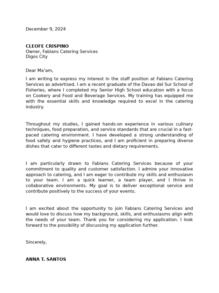 SAMPLE APPLICATION LETTER | PDF