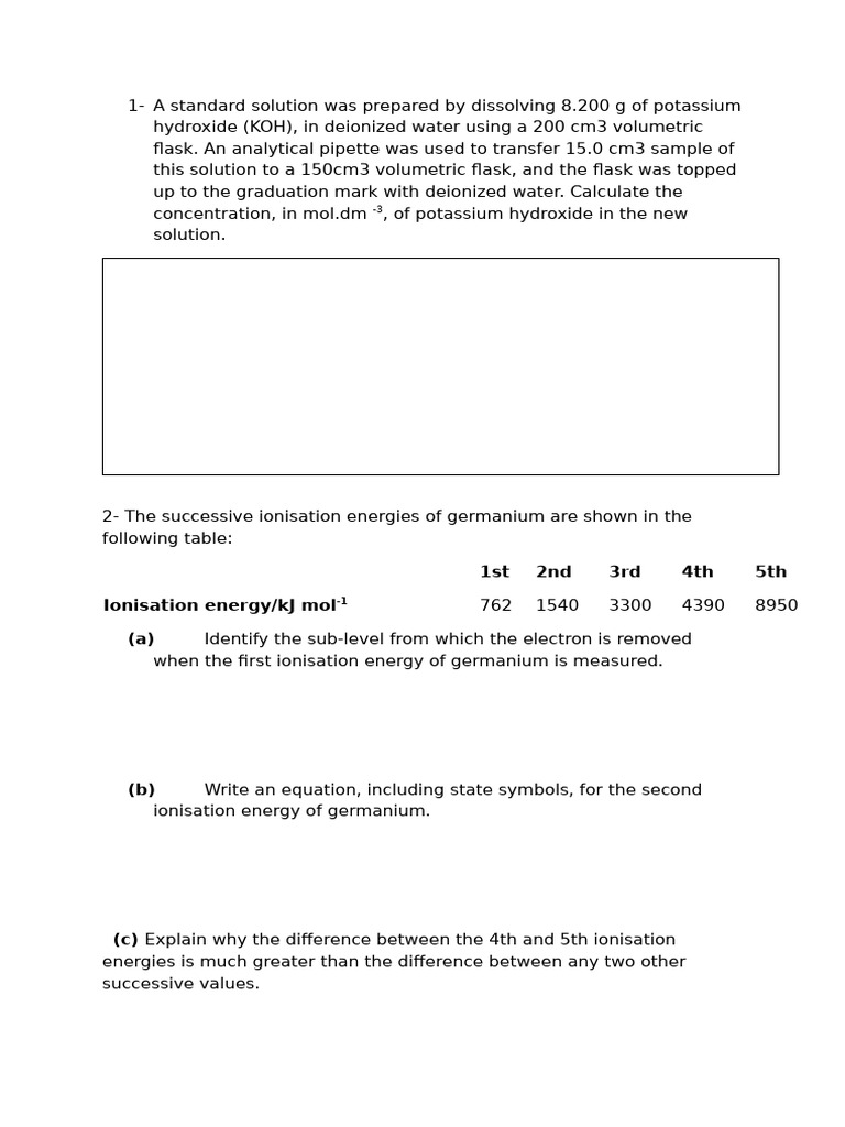 Extra DP worksheet | PDF | Acid | Nitric Acid