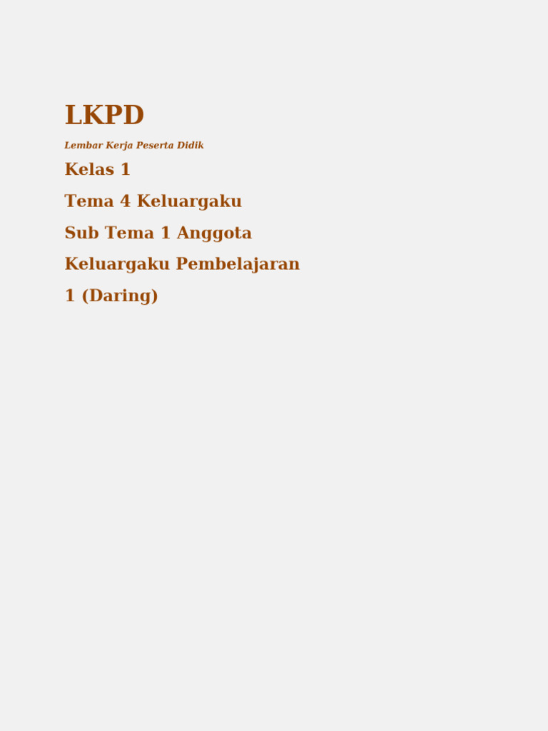 LKPD KELAS 1 TEMA 4 ST1 PB1 | PDF