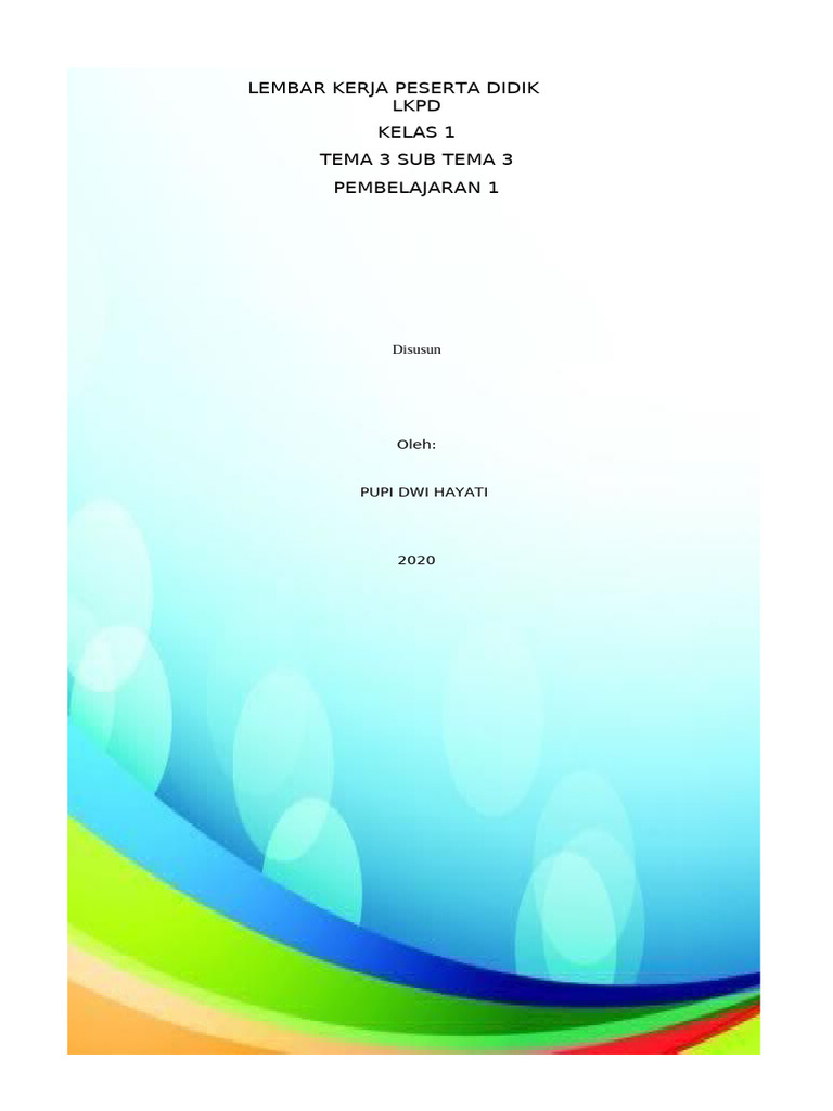 LKPD Kelas 1 Tema 3 ST3 PB1 | PDF