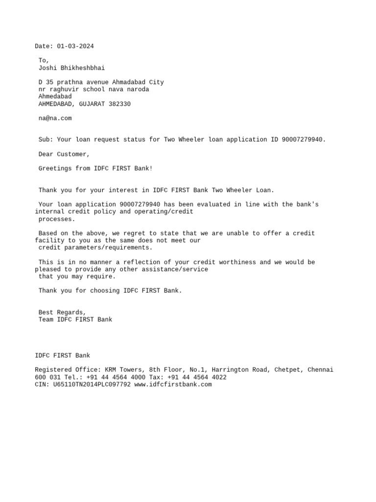 Rejection Letter | PDF