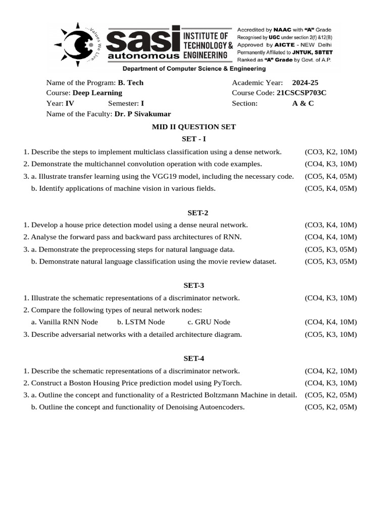 Mid - II Question Set | PDF