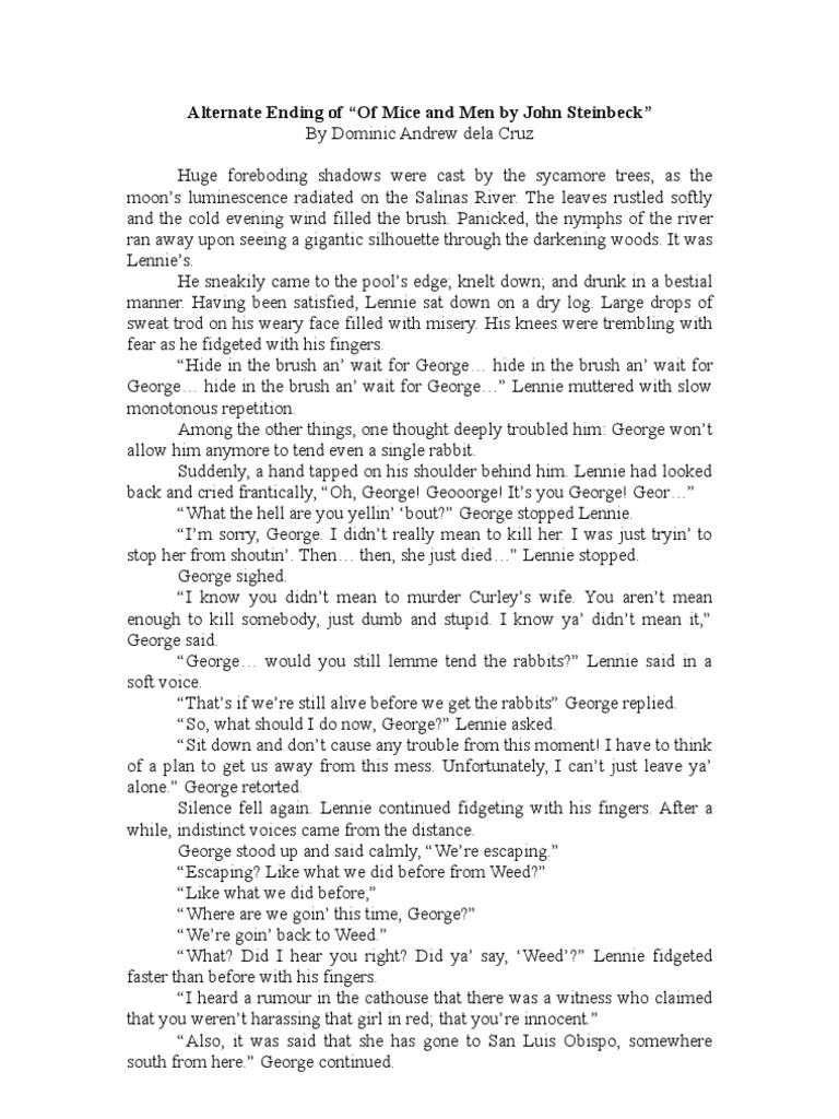 Alternate Ending of "Of Mice and Men by John Steinbeck" | PDF